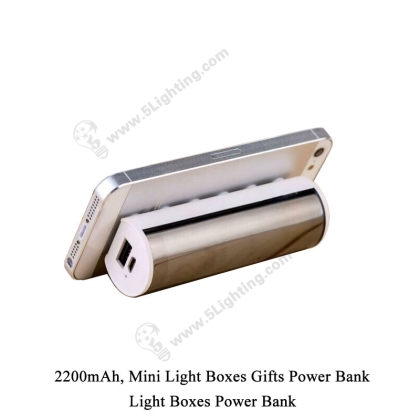 Light boxes power bank 5L-2200A，mini light boxes gifts power bank.