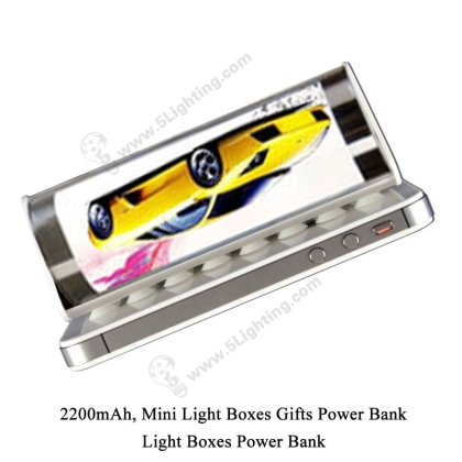 Light boxes power bank 5L-2200A，mini light boxes gifts power bank.