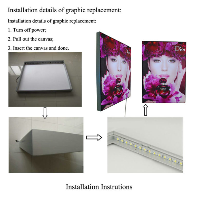 Fabric light box display single-sided 28mm, Super slim fabric led light ...